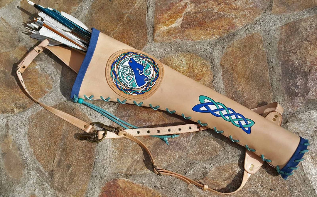 Elfish Style Leather Back Quiver Adjustable With Three Straps Harness ...