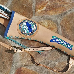 Elfish Style Leather Back Quiver With Three Straps Adjustable Harness ...