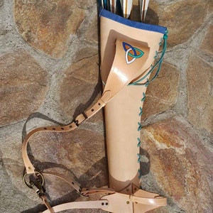 Elfish Style Leather Back Quiver Adjustable With Three Straps Harness ...