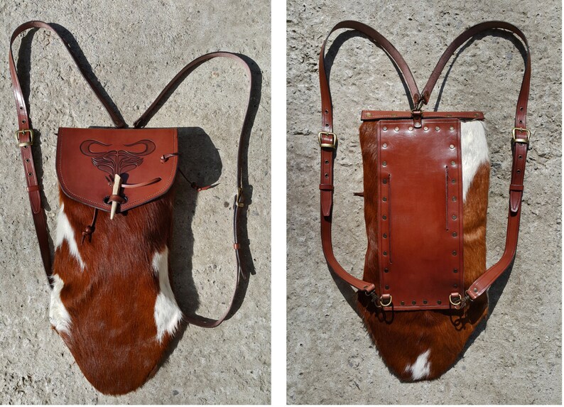 Multifunctional Tooled Leather Quiver "gnu", Holding A Bow, A Rope ...