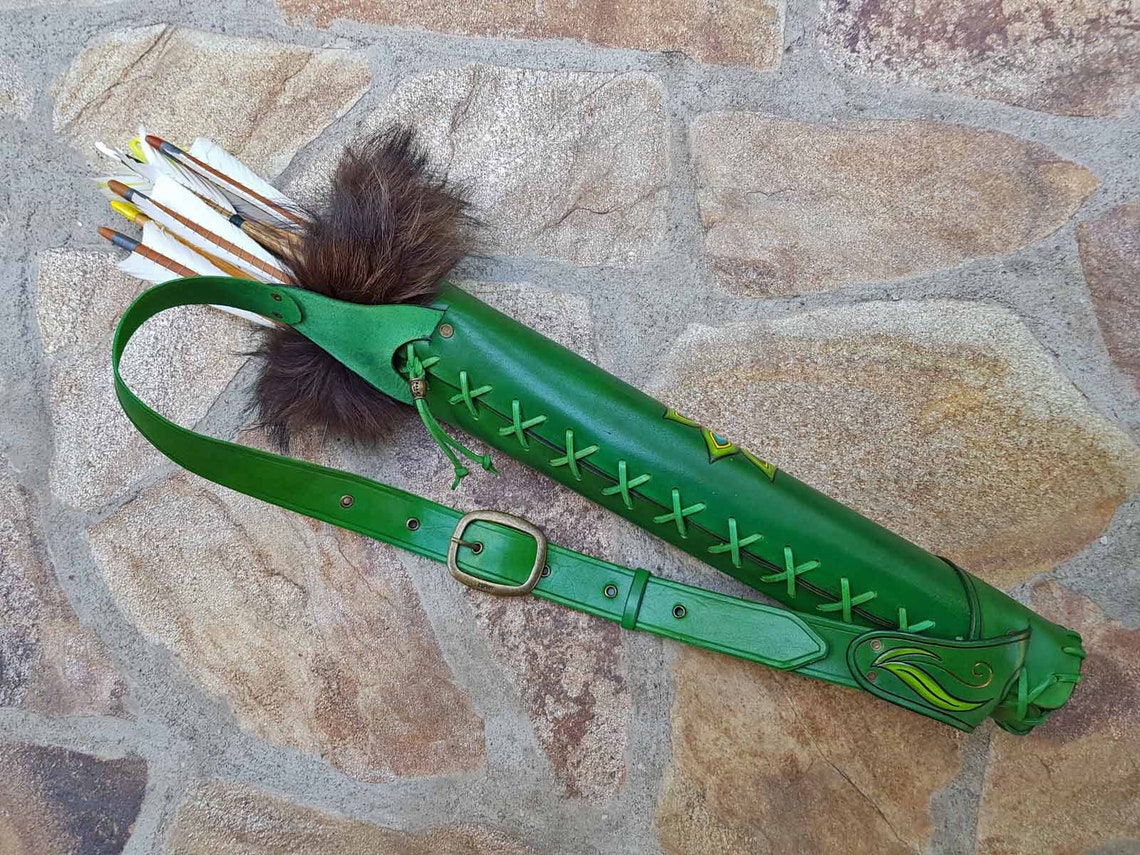 Archery Leather Back Quiver, Hand Tooled - Etsy