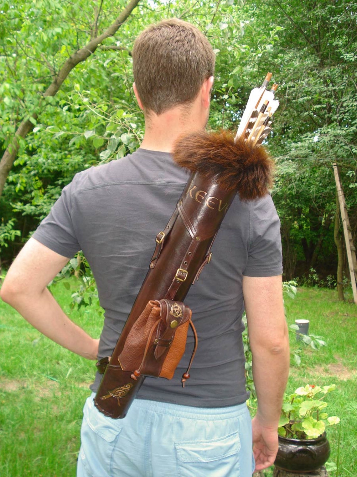 Archery Back Quiver with a Detachable Pouch Hand Tooled | Etsy