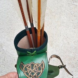 Leather Back Quiver With Adjustable Three Straps Harness and A Brass ...