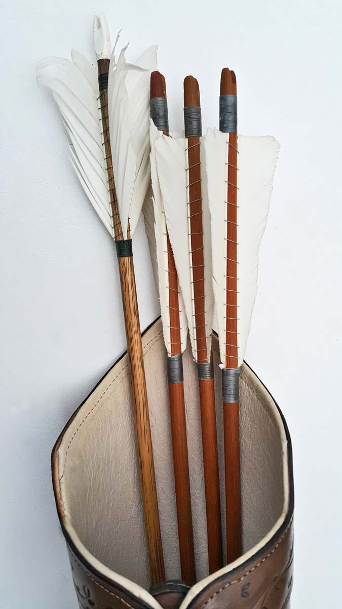 Leather Back Quiver With Adjustable Three Straps Harness and A Brass ...