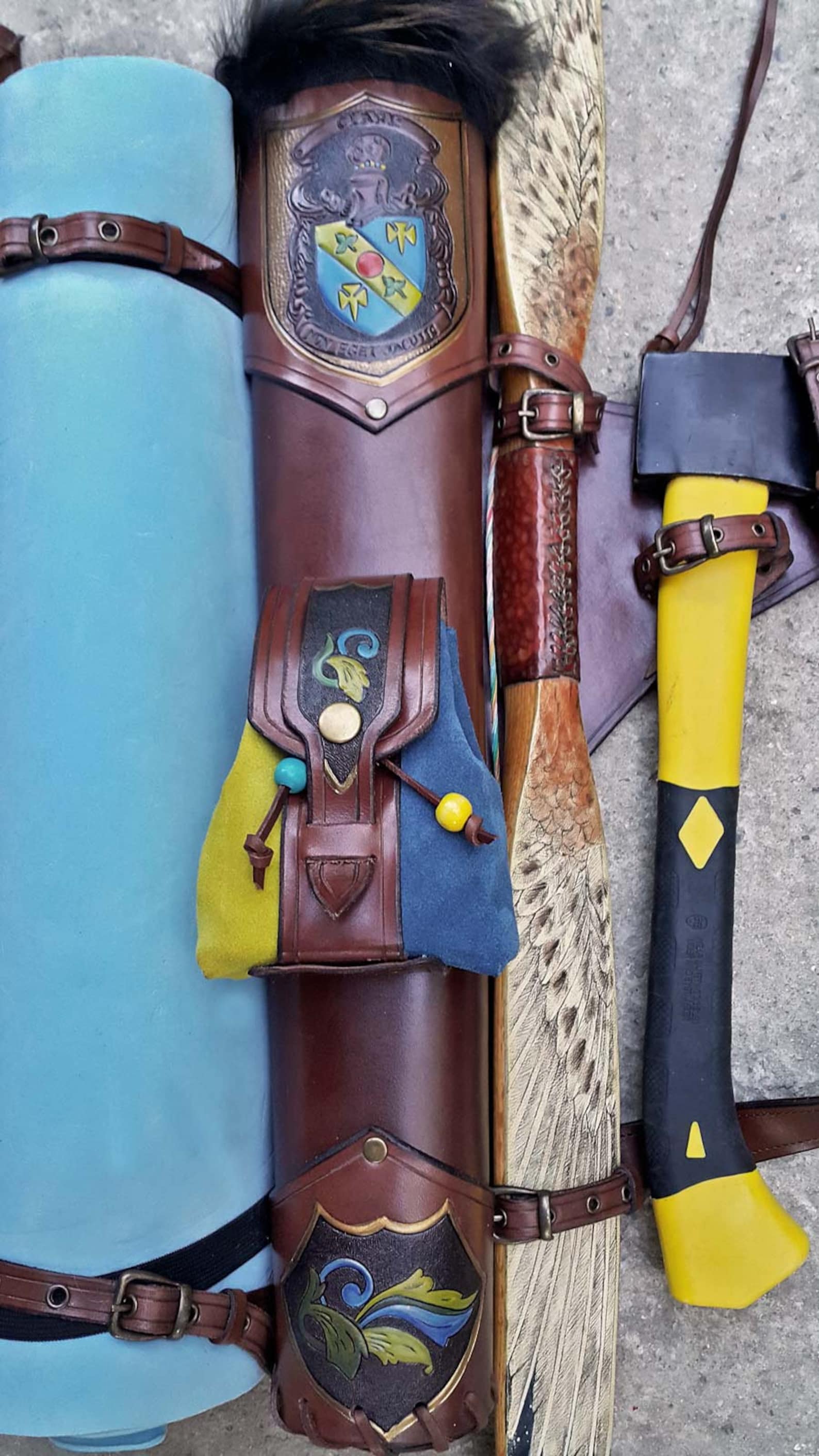 Multifunctional Tooled Leather Quiver With A Detachable Pouch | Etsy