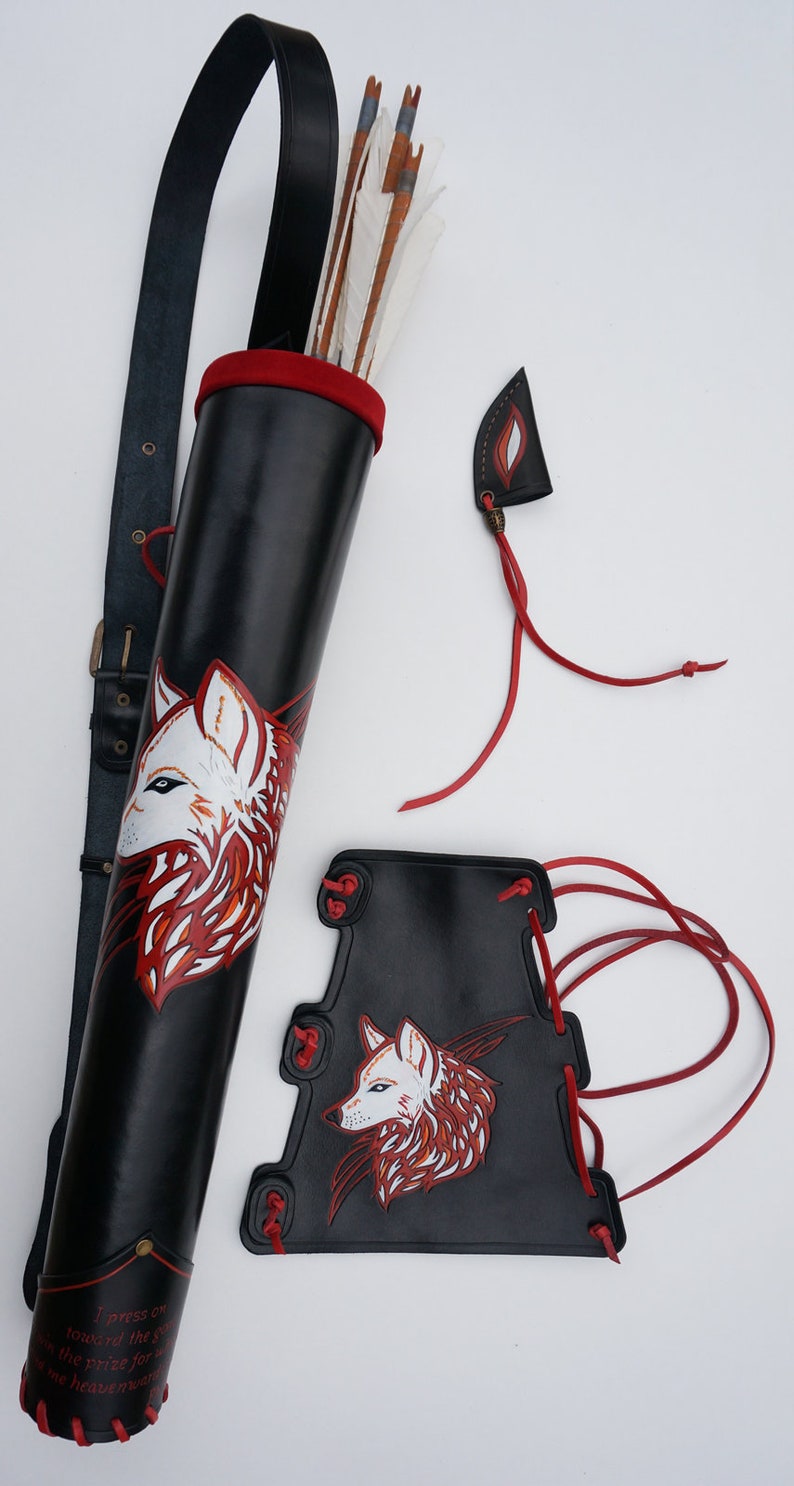 Archery Leather Set of a Hand Tooled Quiver and an Arm Guard - Etsy