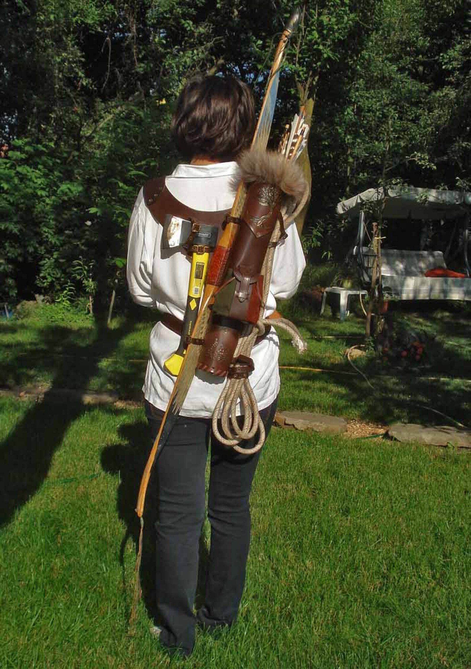 Multifunctional Tooled Leather Quiver SET, Holding A Bow, A Knife, an ...