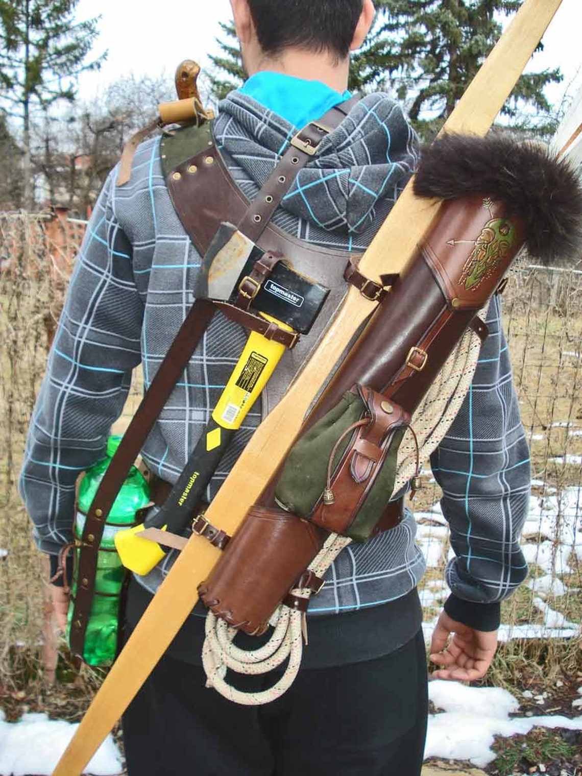 Multifunctional Tooled Leather Quiver SET Bird | Etsy