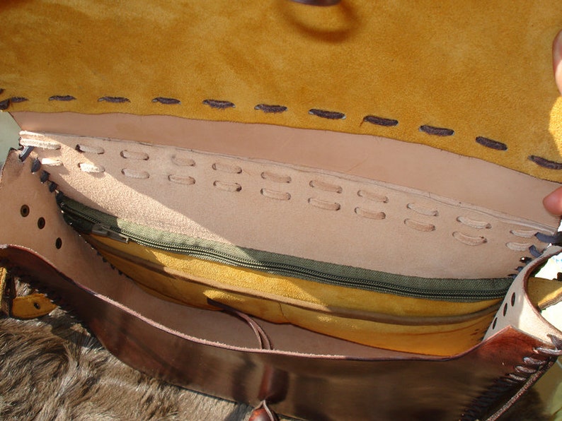 Leather and Hide Bag With Long Shoulder Strap - Etsy