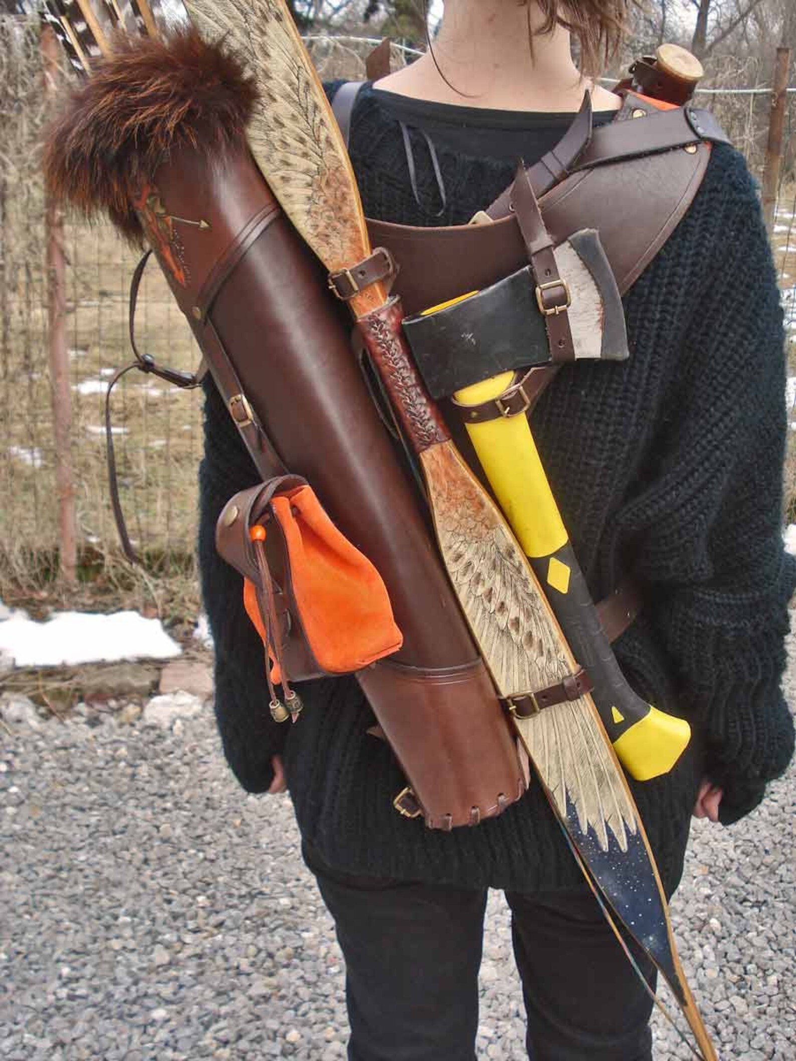 Multifunctional Tooled Leather Quiver SET bird | Etsy