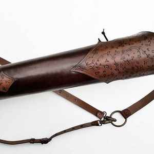 Leather Back Quiver With Adjustable Three Straps Harness and A Brass ...