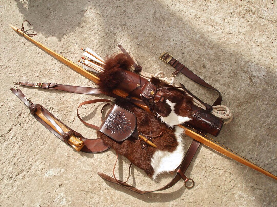 Multifunctional Tooled Leather Quiver "wild Goat", Holding a Bow, A ...
