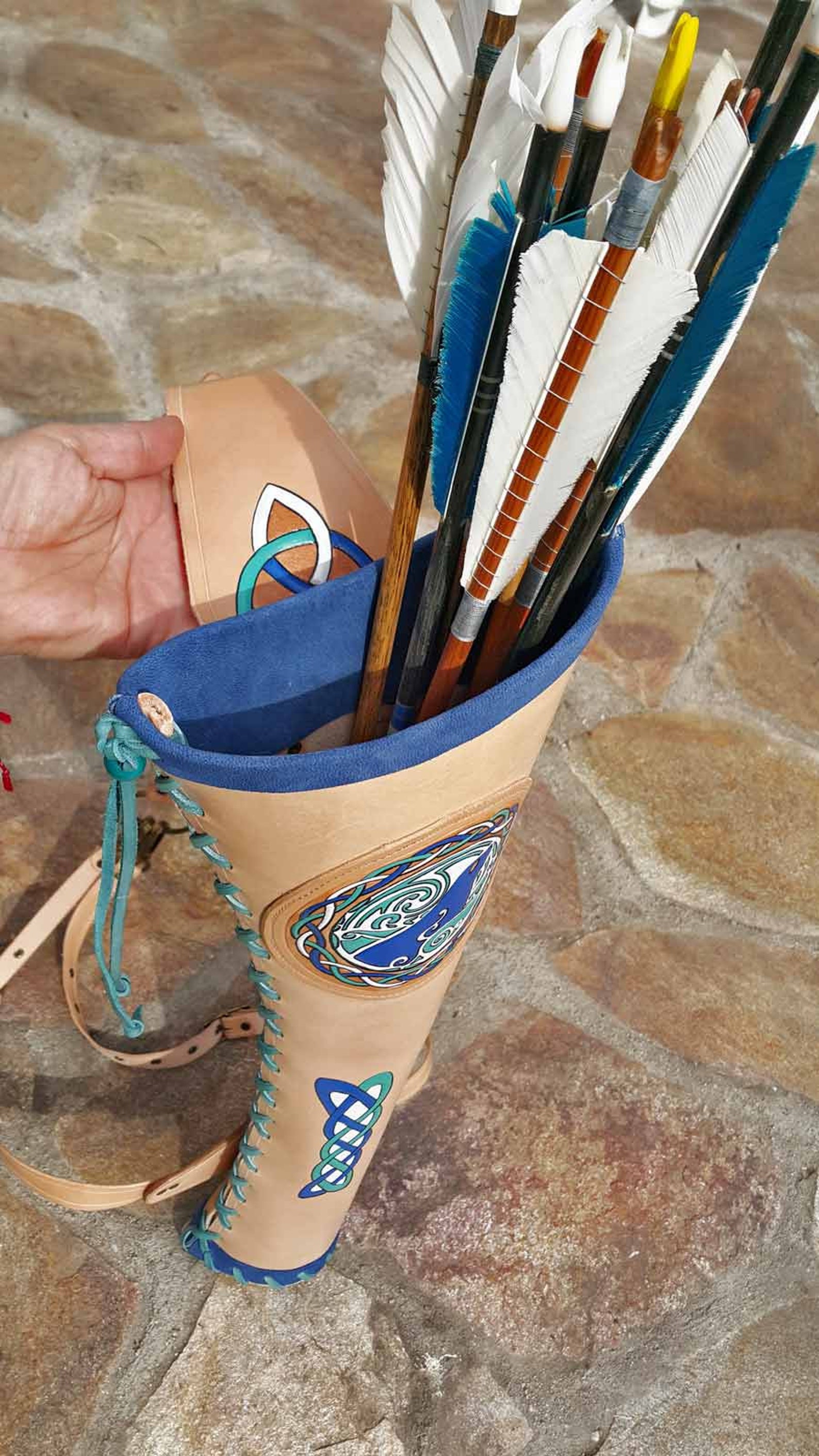 Elfish Style Leather Back Quiver With Three Straps Adjustable Harness ...