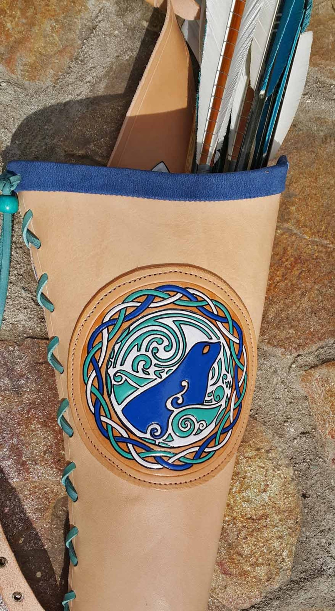 Elfish Style Leather Back Quiver With Three Straps Adjustable Harness ...