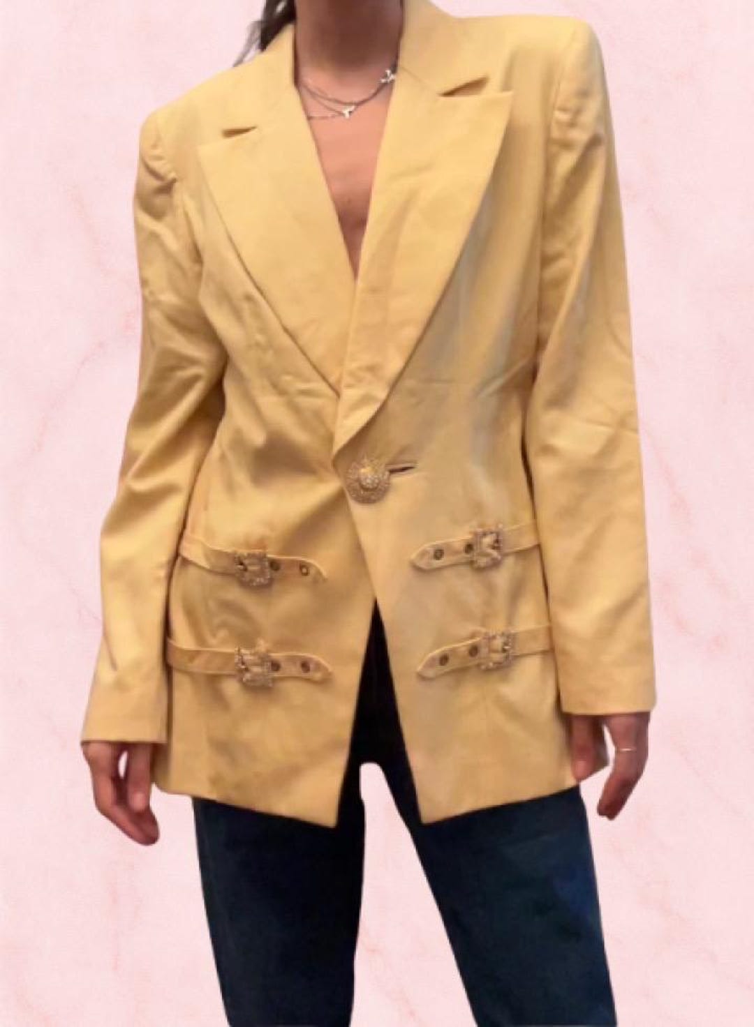 Vintage Gai Mattiolo Blazer 80s 90s – Pastel Yellow Jacket With Jewel ...