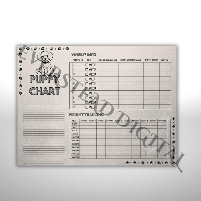 Puppy Health & Litter Tracking Charts for Breeders — Digital Download ...
