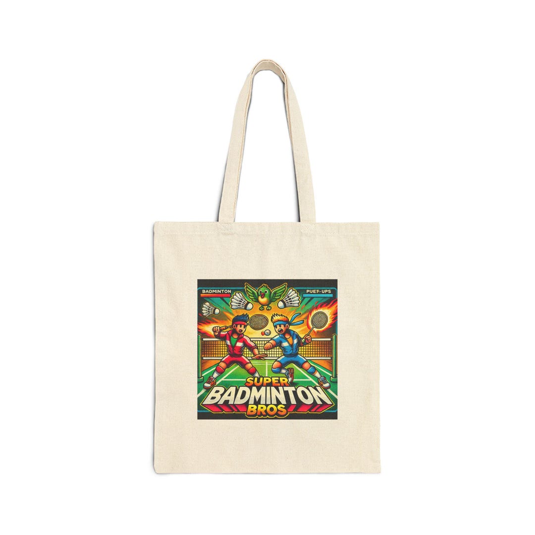 Badminton Cotton Canvas Tote Bag With Super Badminton Bros Print - Etsy