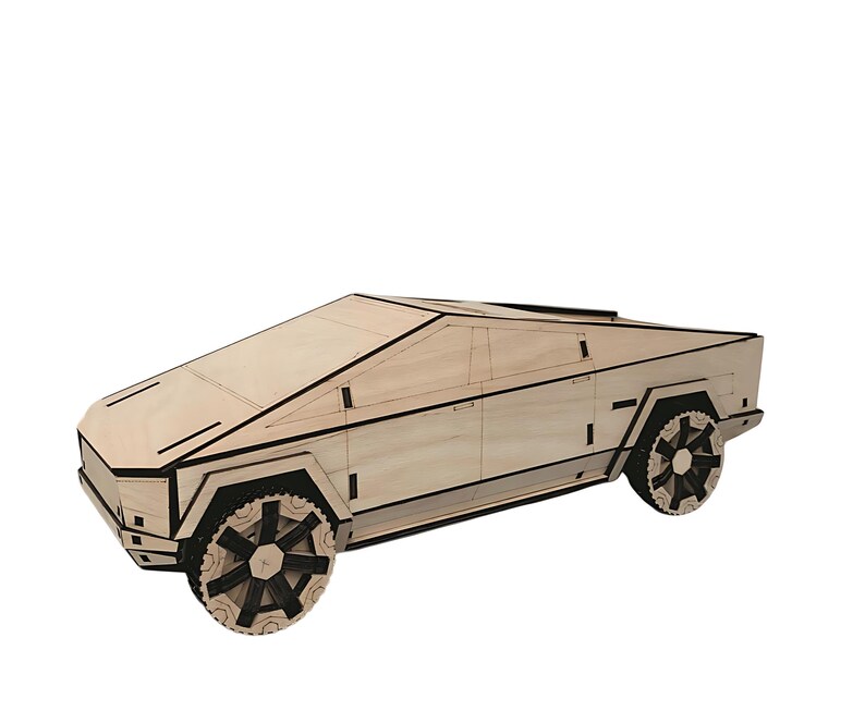 Laser Cut Tesla Cybertruck SVG File | 3D Wooden Puzzle Model Kit ...