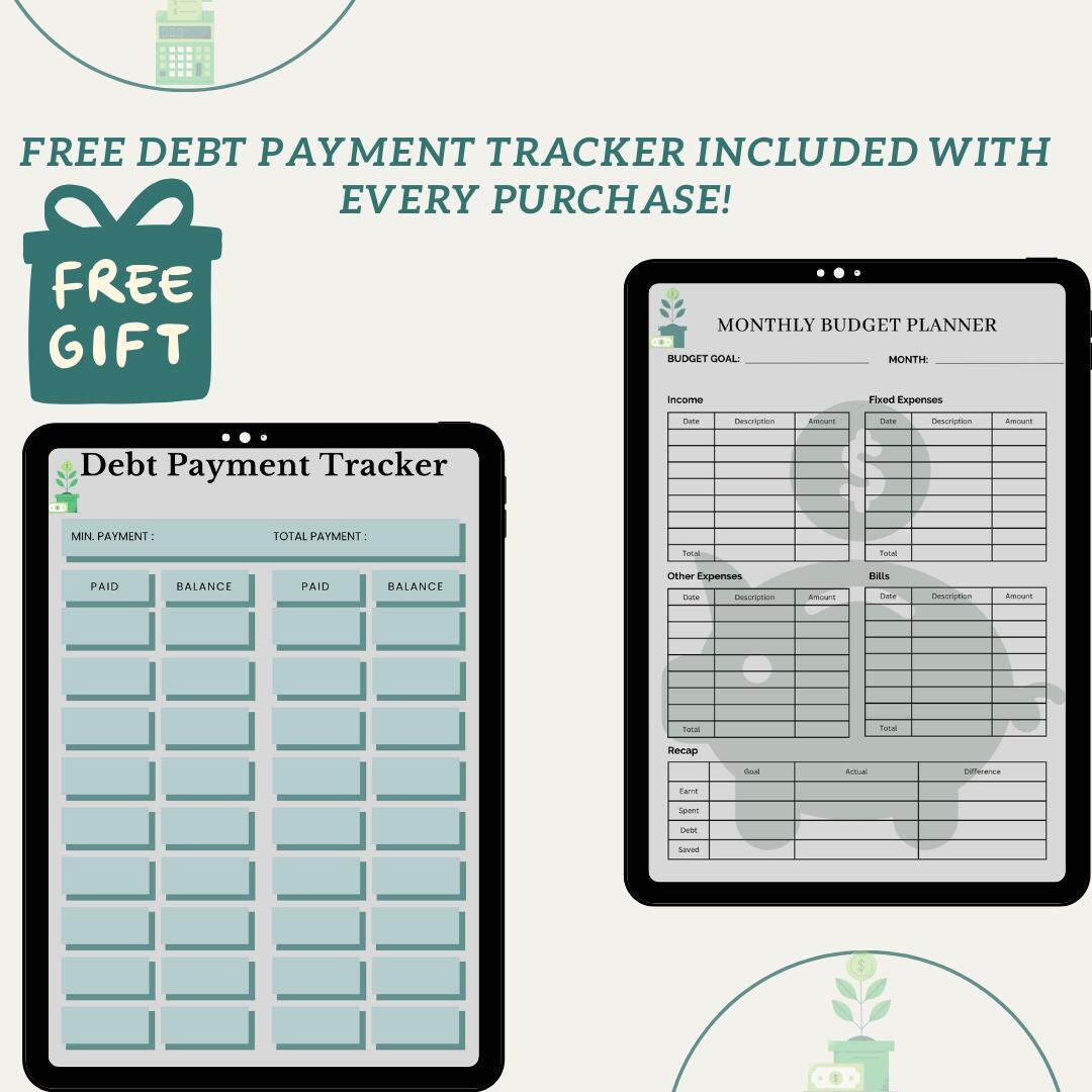 Digital Monthly Budget Planner | Printable Finance Tracker ...