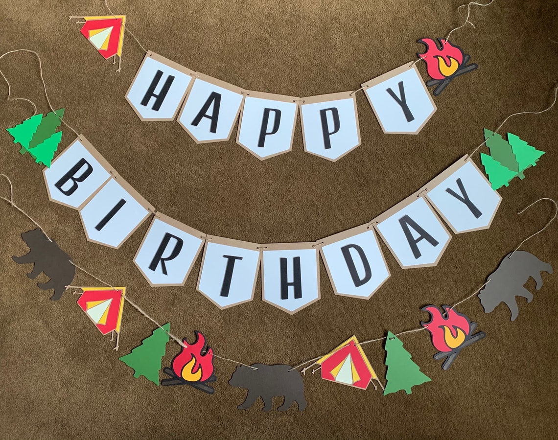 Camping Birthday Banner - Etsy