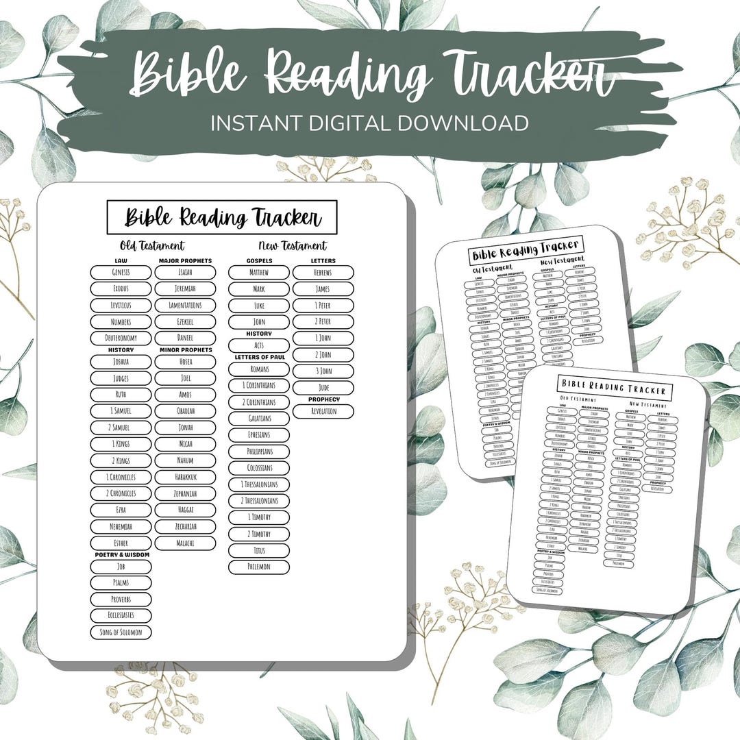 Bible Reading Tracker | Printable Books of the Bible Tracker | Bible ...