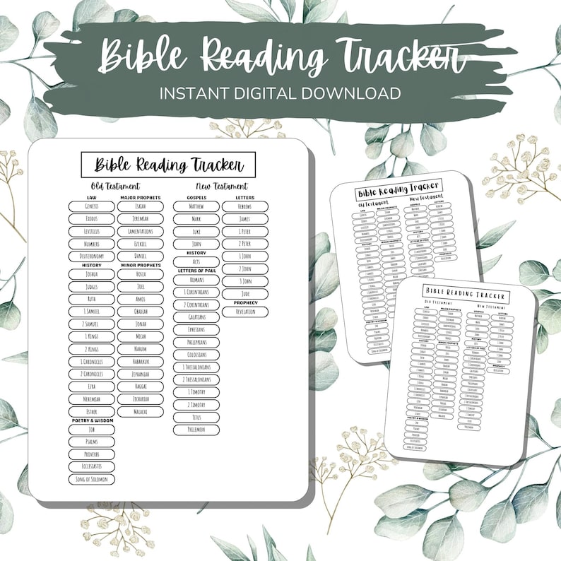 Bible Reading Tracker | Printable Books of the Bible Tracker | Bible ...