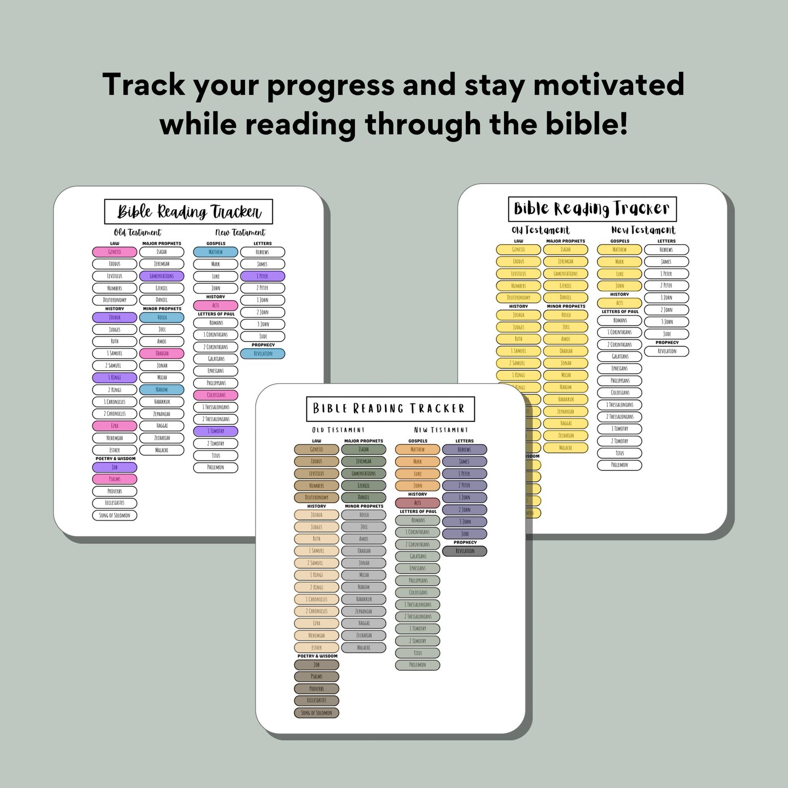 Bible Reading Tracker | Printable Books of the Bible Tracker | Bible ...