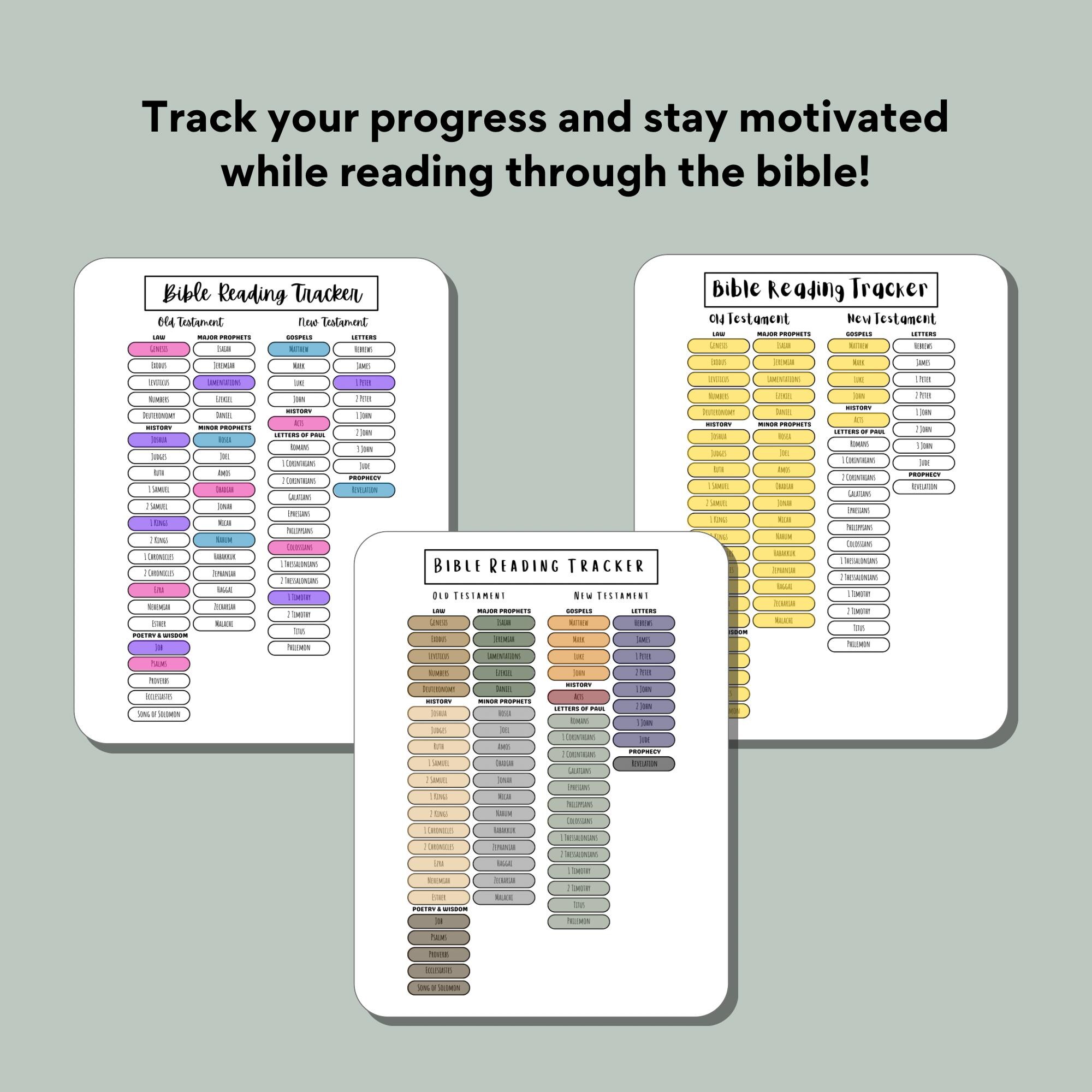 Bible Reading Tracker | Printable Books of the Bible Tracker | Bible ...