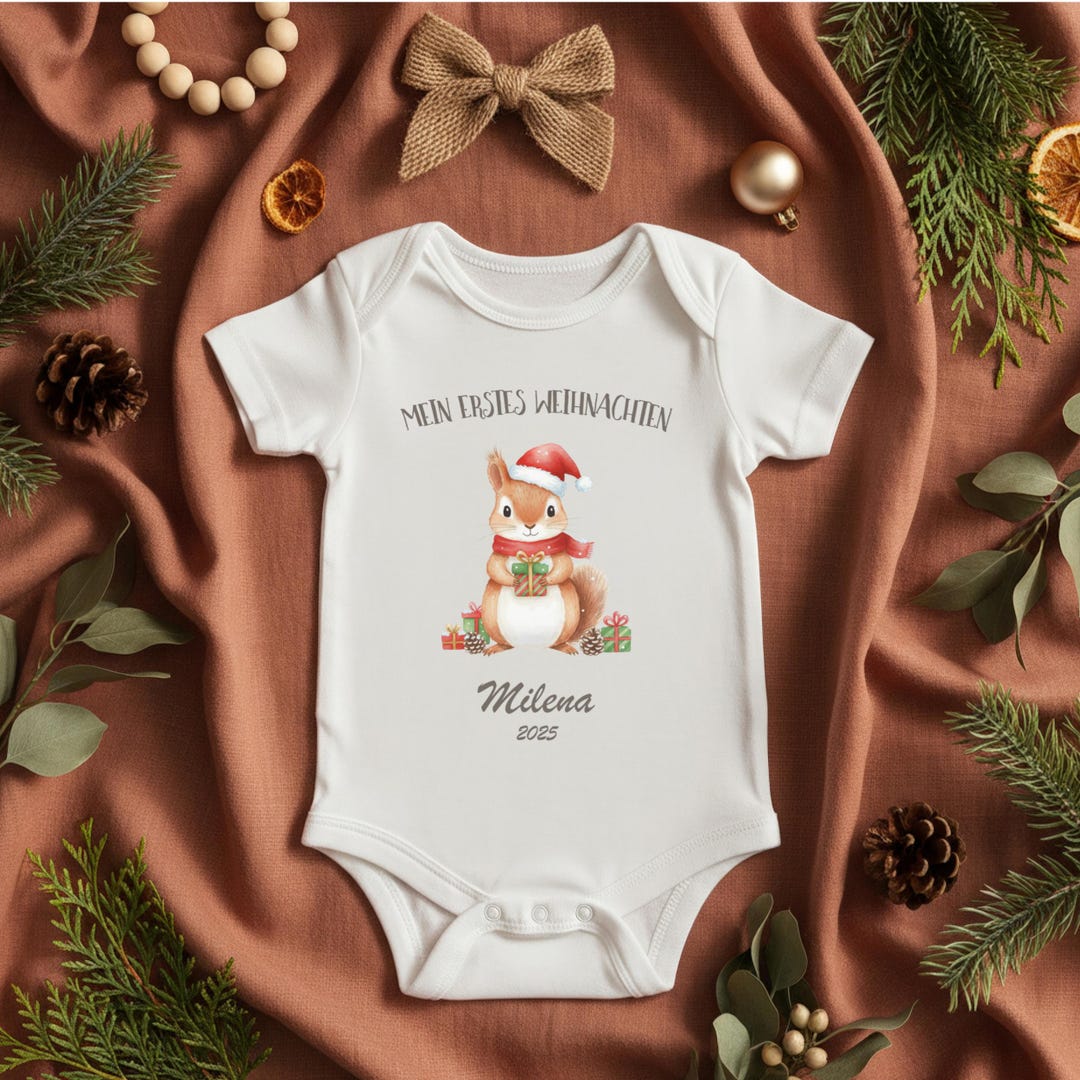 Personalisierter Babybody Mein Erstes Weihnachten Mit Jahr Und Name ...