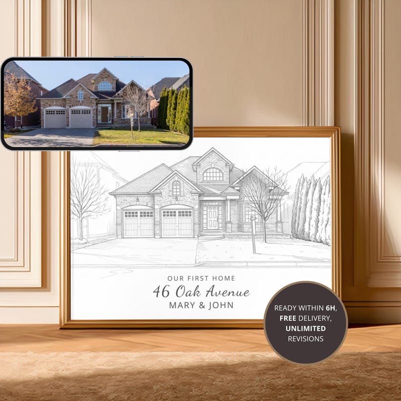 Drawing of House Poster - Etsy UK