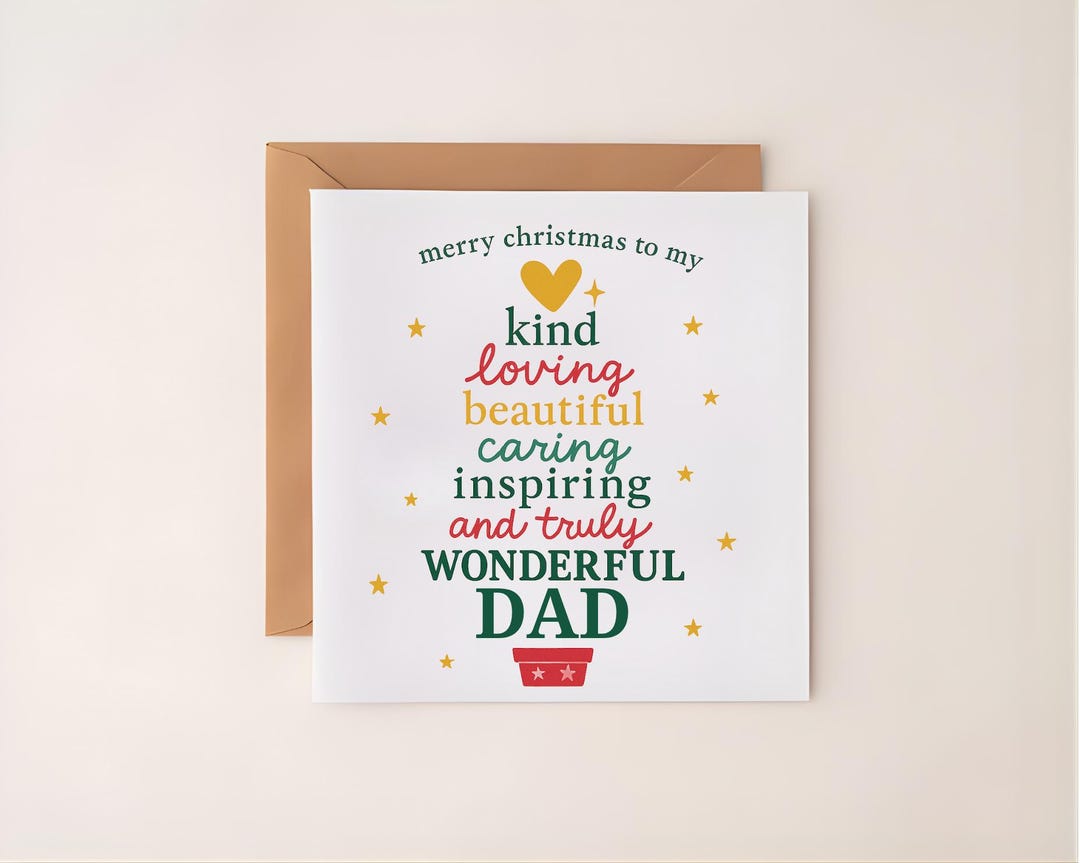Christmas Card for Dad Digital Download, Kind Loving Wonderful Father ...