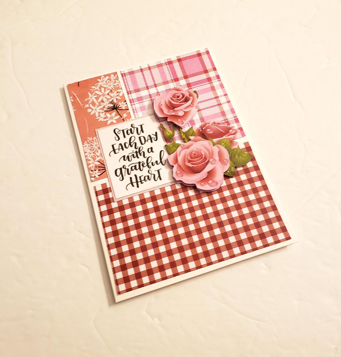Thank You Greeting Card With Pink Roses - Start Each Day With a ...