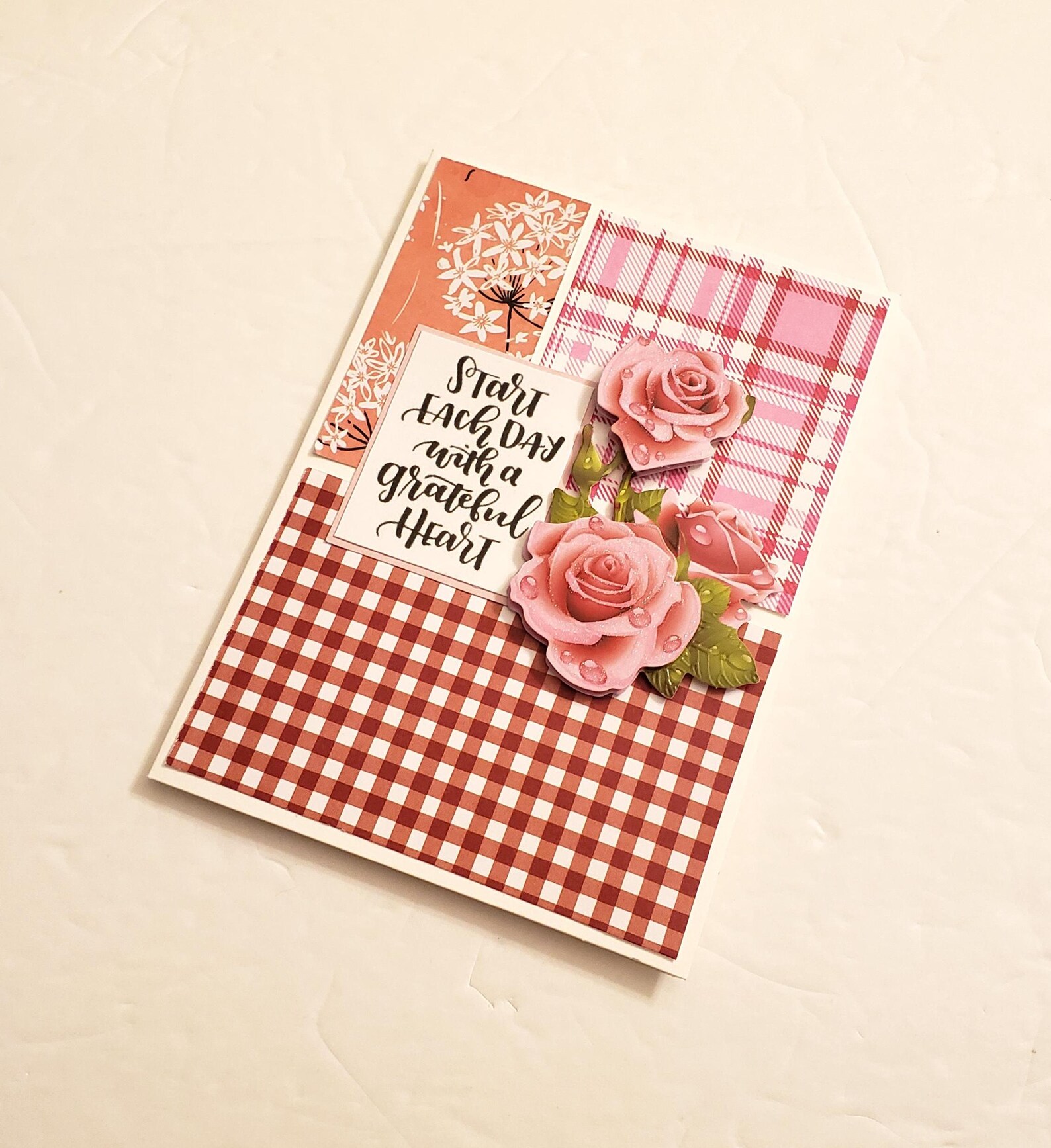 Thank You Greeting Card With Pink Roses - Start Each Day With a ...