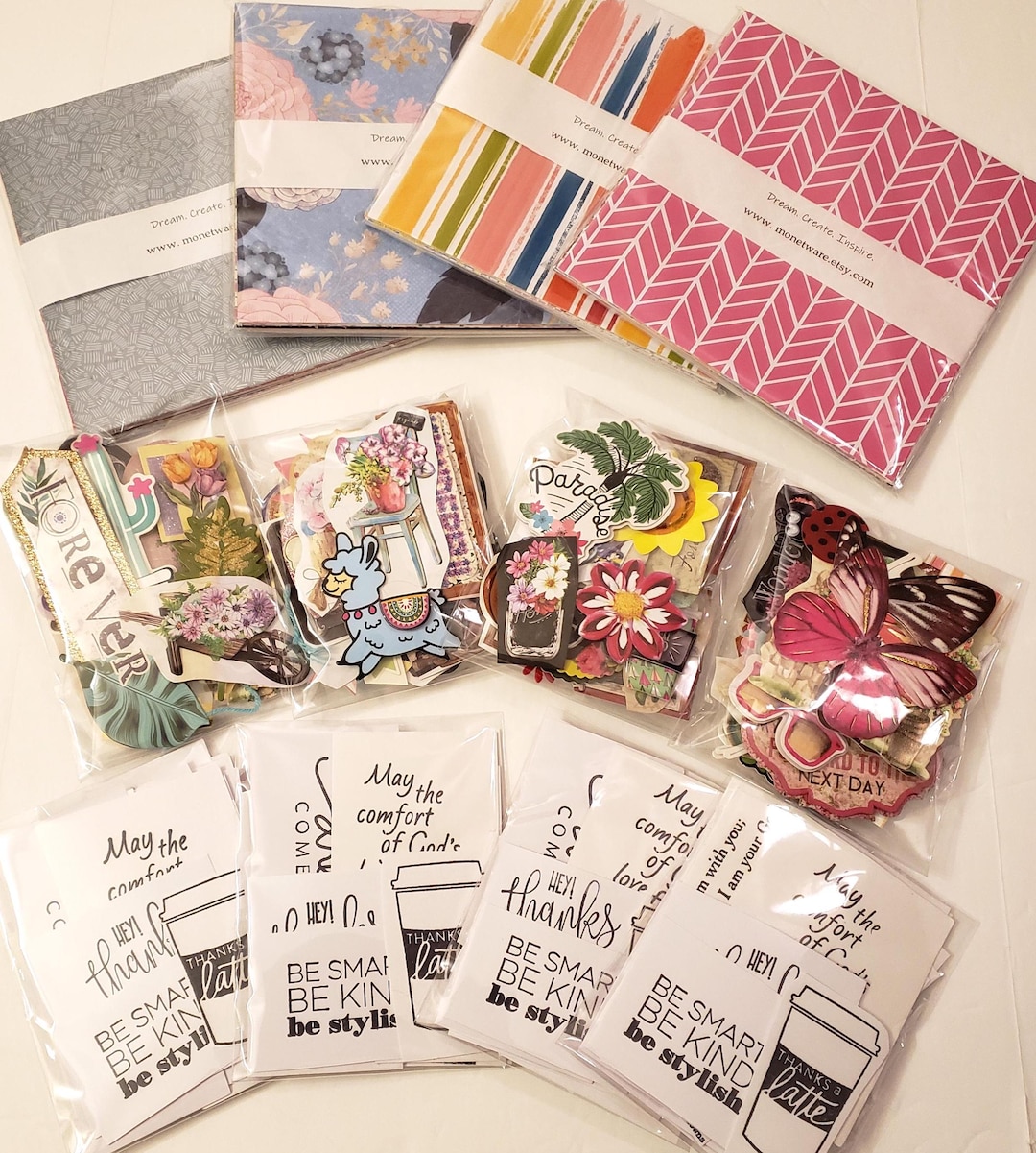 Paper Crafting Kit With Paper Embellishments and Sentiments/cardmaking ...