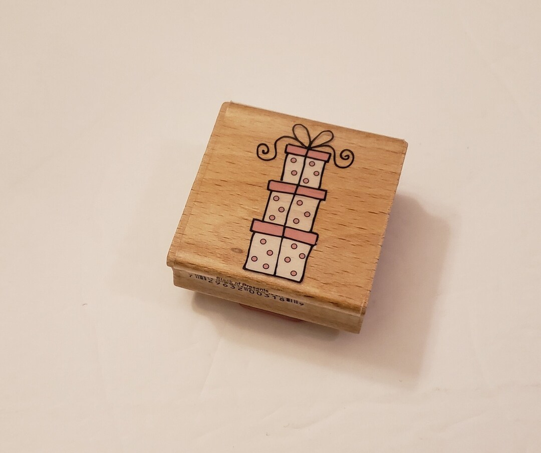 Rubber Stamp - Stack of Presents/stamp - Gift Box/wood Mounted Rubber ...