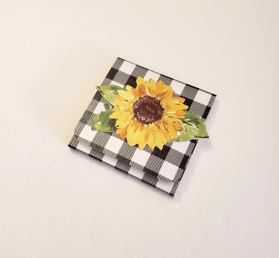 Black and White Plaid Sticky Notes Pad With Yellow Sunflower/sunflower ...