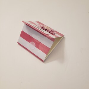 Pink and White Striped Sticky Notes Holder With Dimensional Flower ...