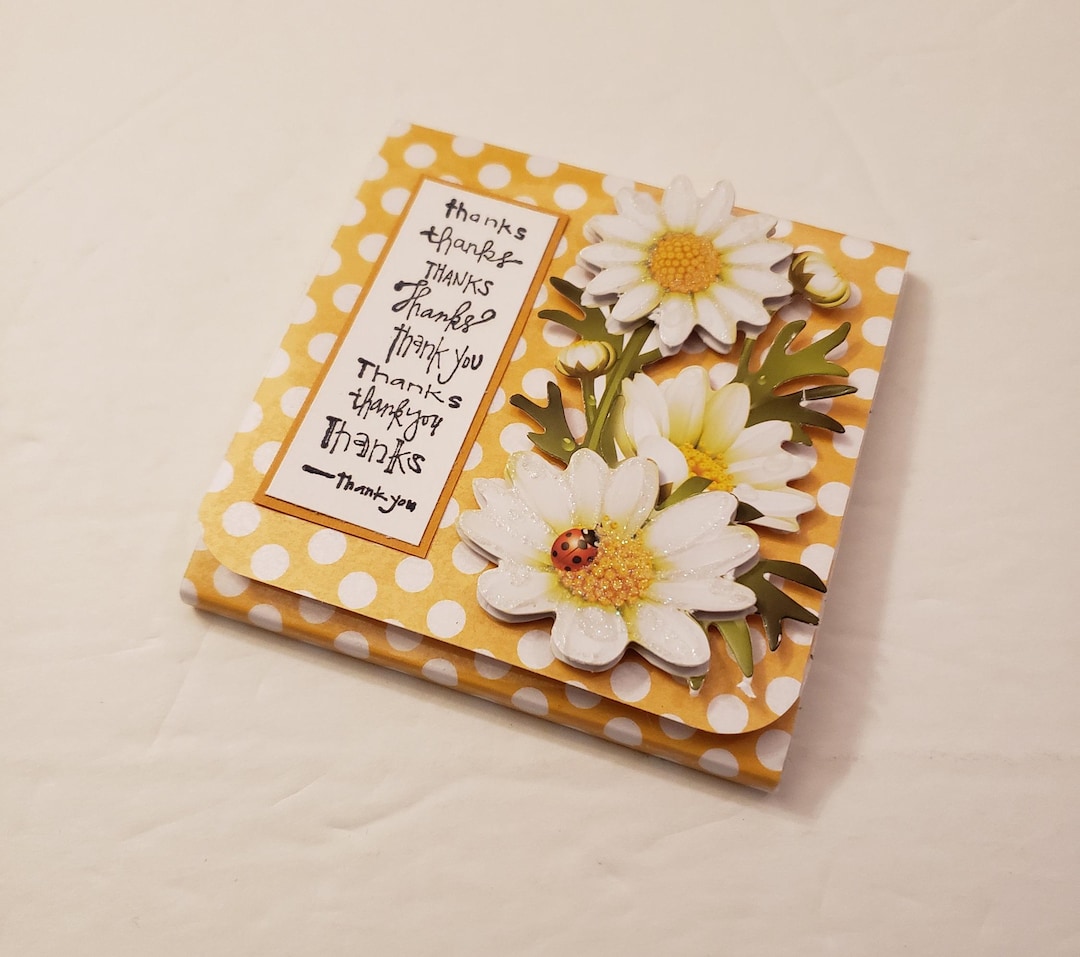 Yellow Polka Dot and Daisy Sticky Notes Pad - Thanks/sticky Notes Pad ...