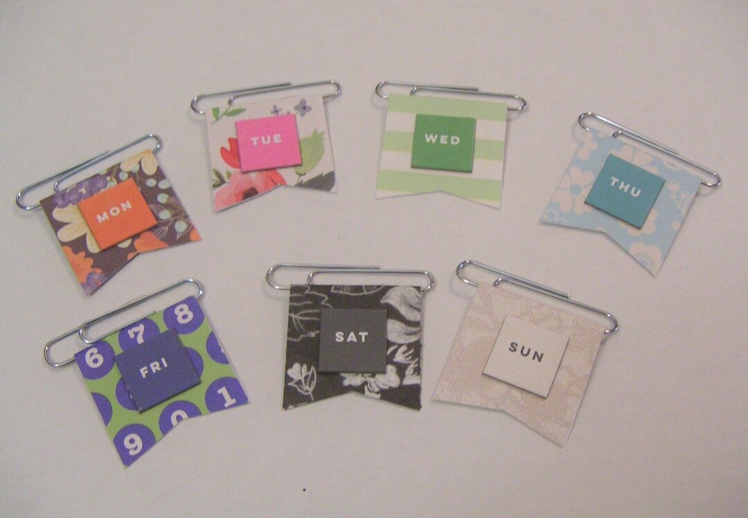 Planner Bookmarks/day of the Week Bookmarks/altered Paper Clips/weekly ...