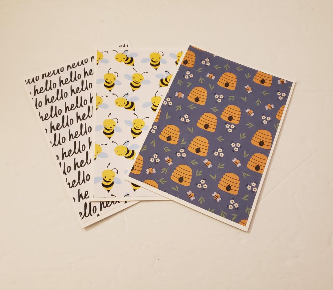 Bee Themed Note Card Set/bee Stationery/patterned Notecard Set ...