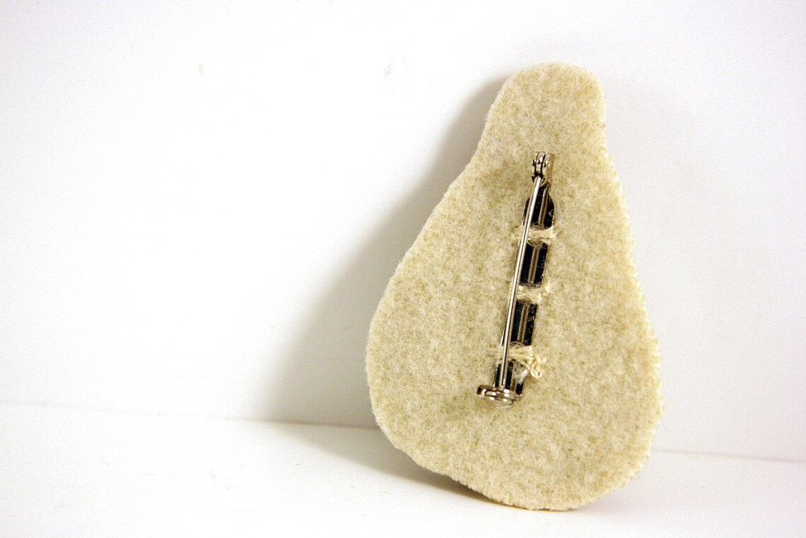 Pear Slice Pin. Punch Needle Embroidery. Green Cream Purple. - Etsy