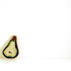 Pear Slice Pin. Punch Needle Embroidery. Green, Cream, Purple ...