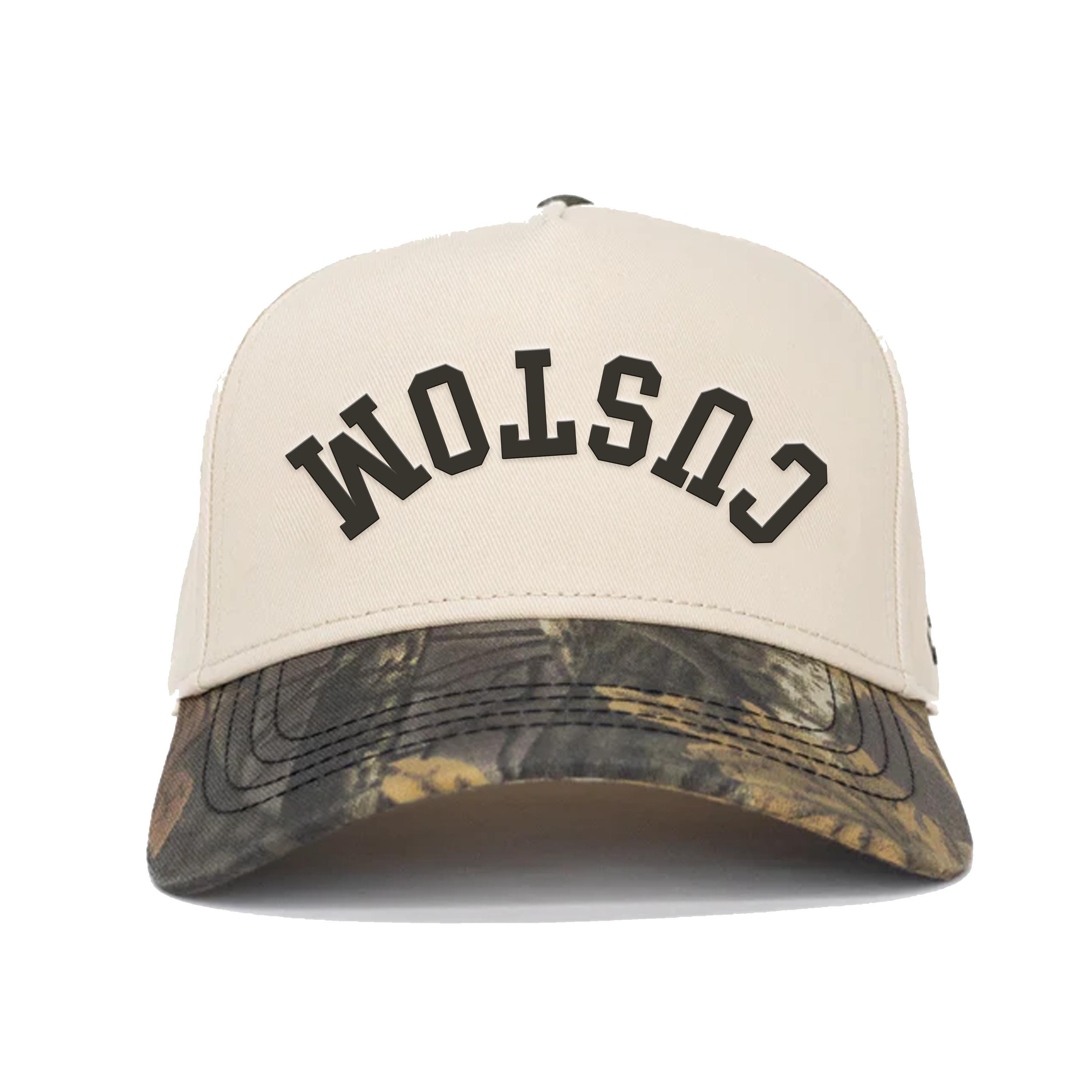 Custom Upside Down Two-tone Cream Camouflage Snapback Cap Custom Two Tone Hat Embroidered Make ...