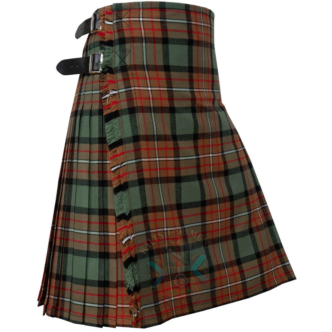 Clan Ferguson Weathered Tartan Kilt: Traditional Scottish 8 Yard ...