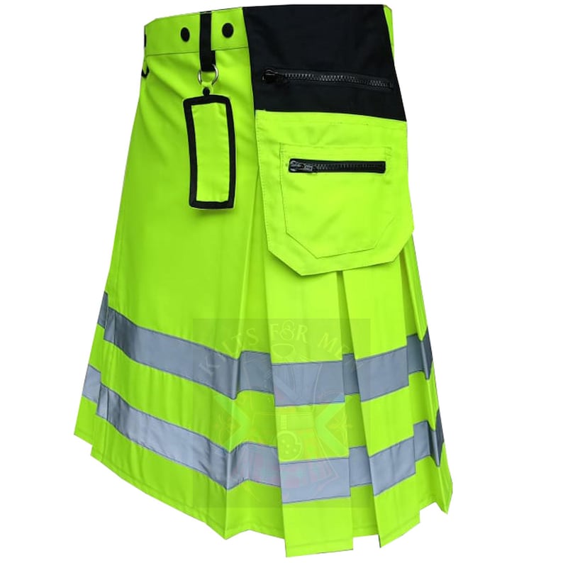 Neon Green Waterproof Hybrid Kilt: Reflective Safety Tape, Workwear ...