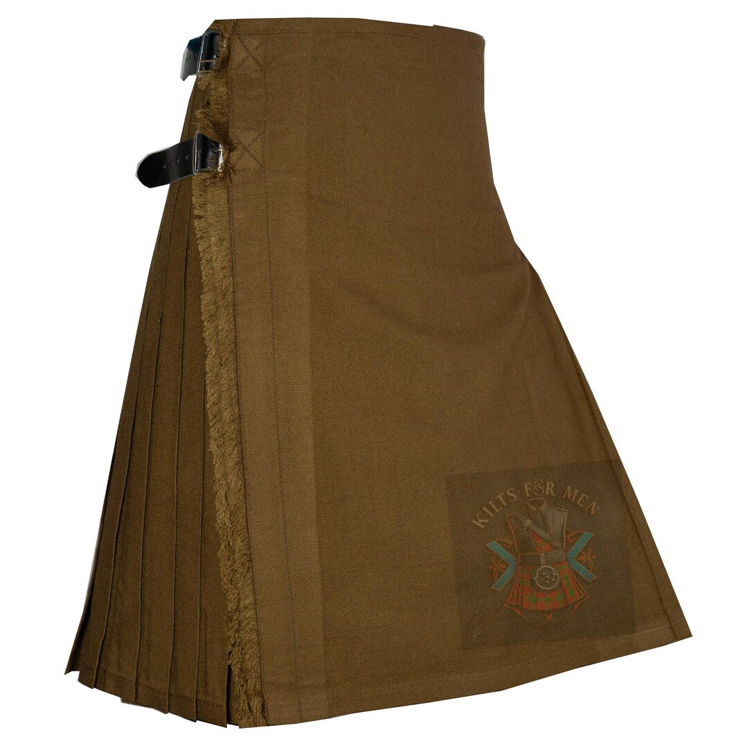 Clan Solid Brown Tartan Kilt Scottish Handmade 16oz Acrylic 2 Inch ...