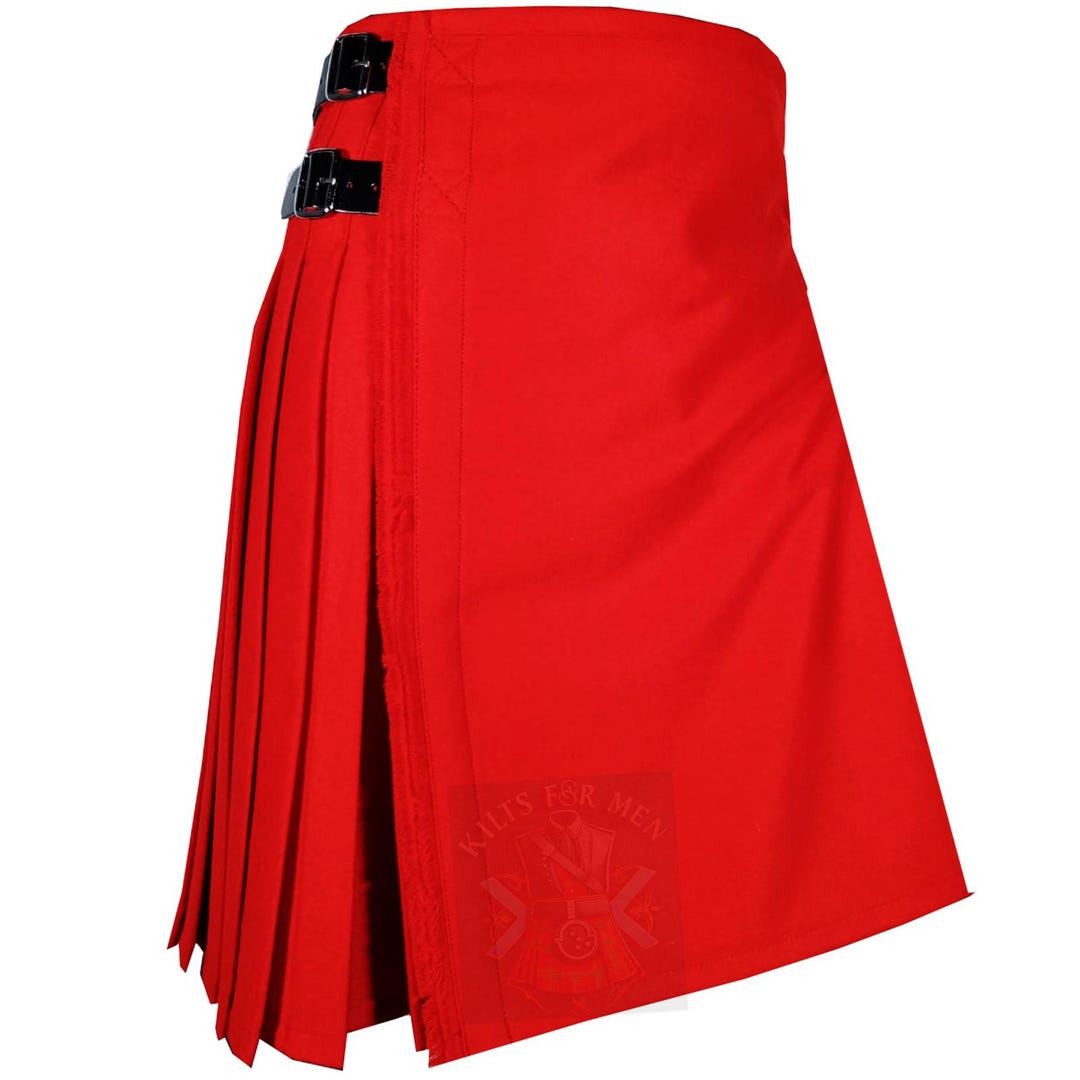 Solid Red Wool Kilt: Traditional Scottish Highland Dress - Etsy