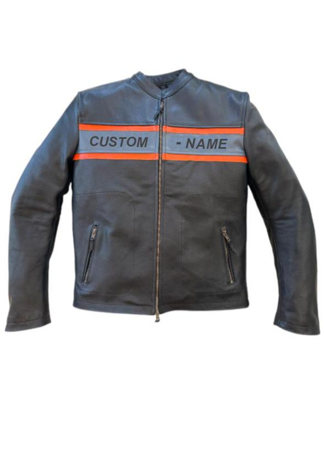 Handmade Biker Leather Jacket With Protective Padding, Custom Cowhide ...