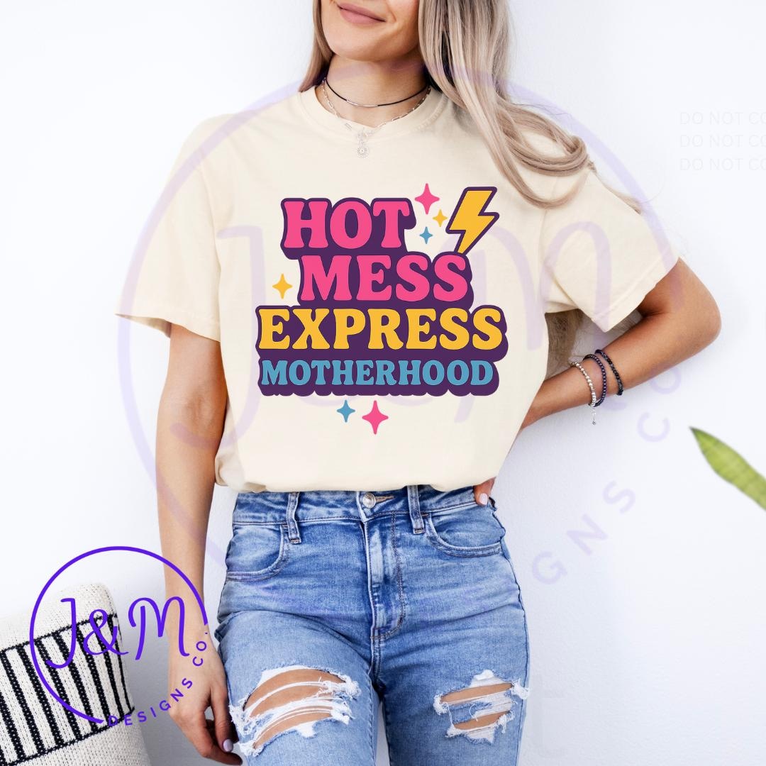 Hot Mess Express SVG PNG JPG | Funny Mom Life Quote | Retro Chaos Mama ...