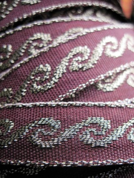 Jacquard Woven WAVE Ribbon in Raisin BROWN and GOLD | Etsy
